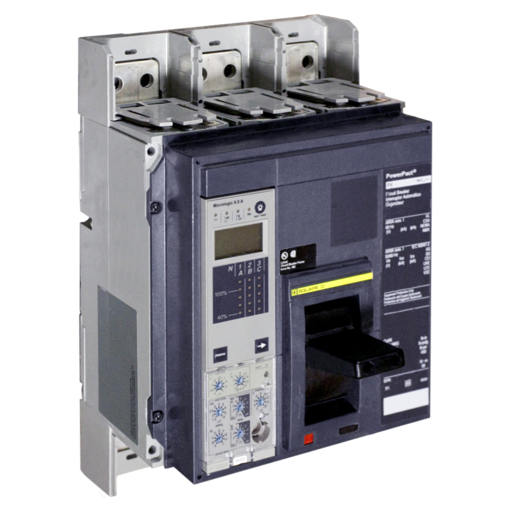Circuit breaker, PowerPacT P, 1200A, 3 pole, 600VAC, 65kA, busbar, Mic ...