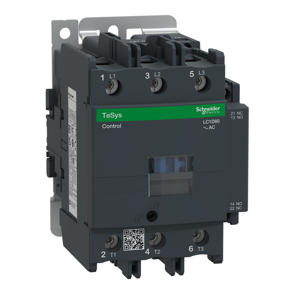 IEC contactor, TeSys Deca, nonreversing, 80A, 60HP at 480VAC, up to 10 ...