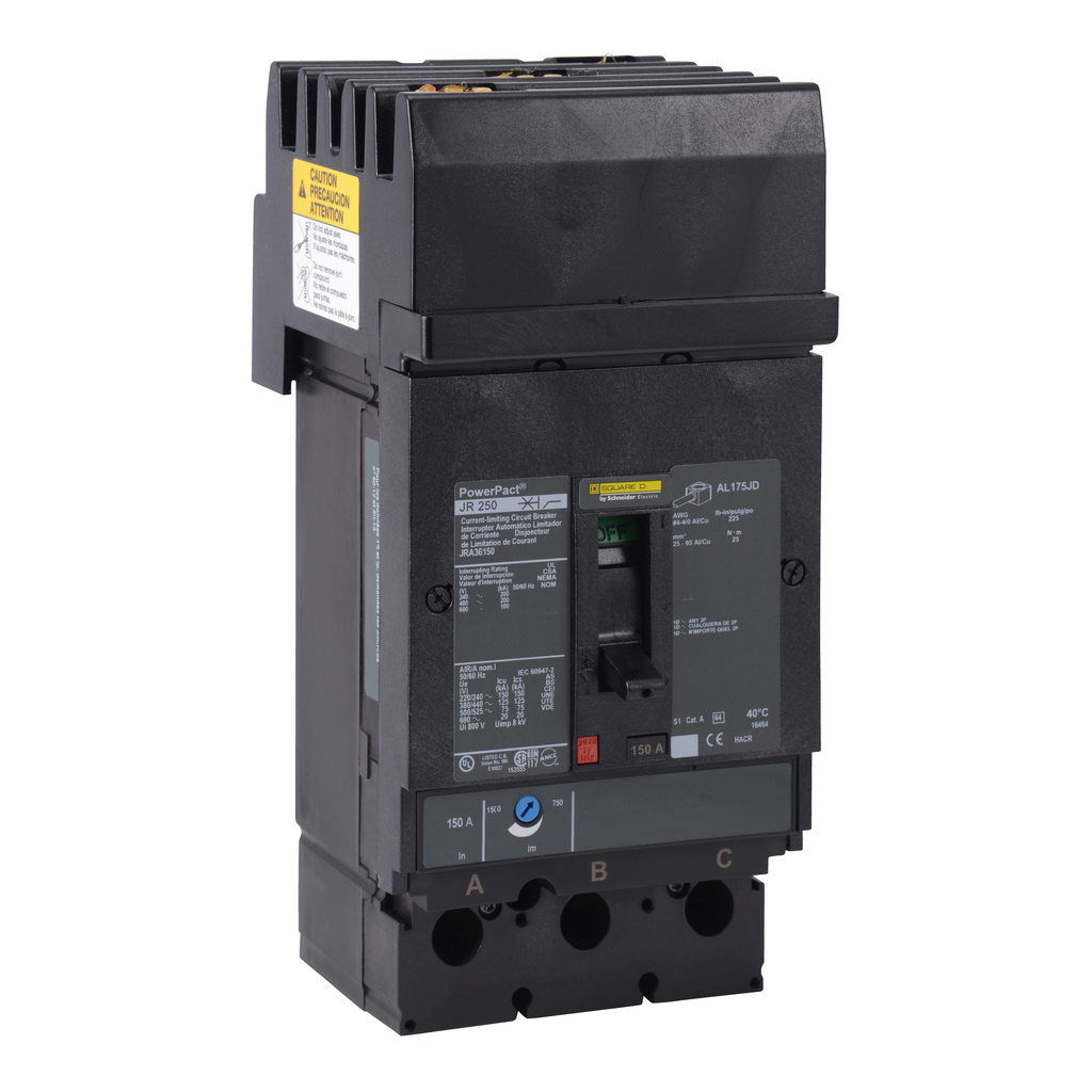 Circuit breaker, PowerPacT J, 175A, 3 pole, 600VAC, 100kA, I-Line, the ...